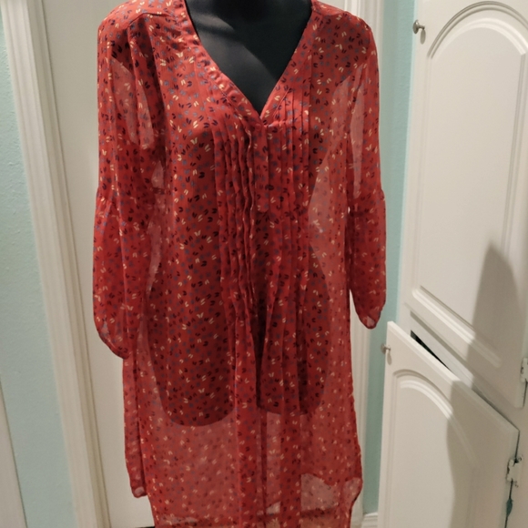 Old Navy | Swim | Ladies Orange Floral Swim Suit Cover | Poshmark